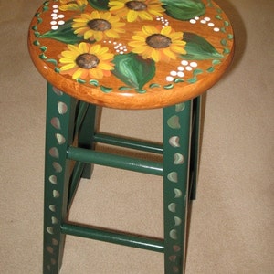 Sunflower and Bumble Bee Hand Painted Bar or Counter Stools - Etsy