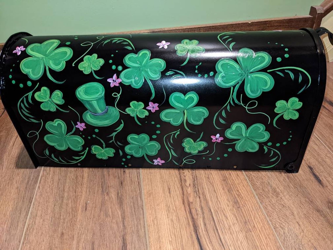 Shamrock Irish Hand Painted Mailbox - Etsy