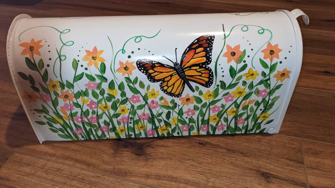 Butterflies and Flowers Hand Painted Mailbox - Etsy