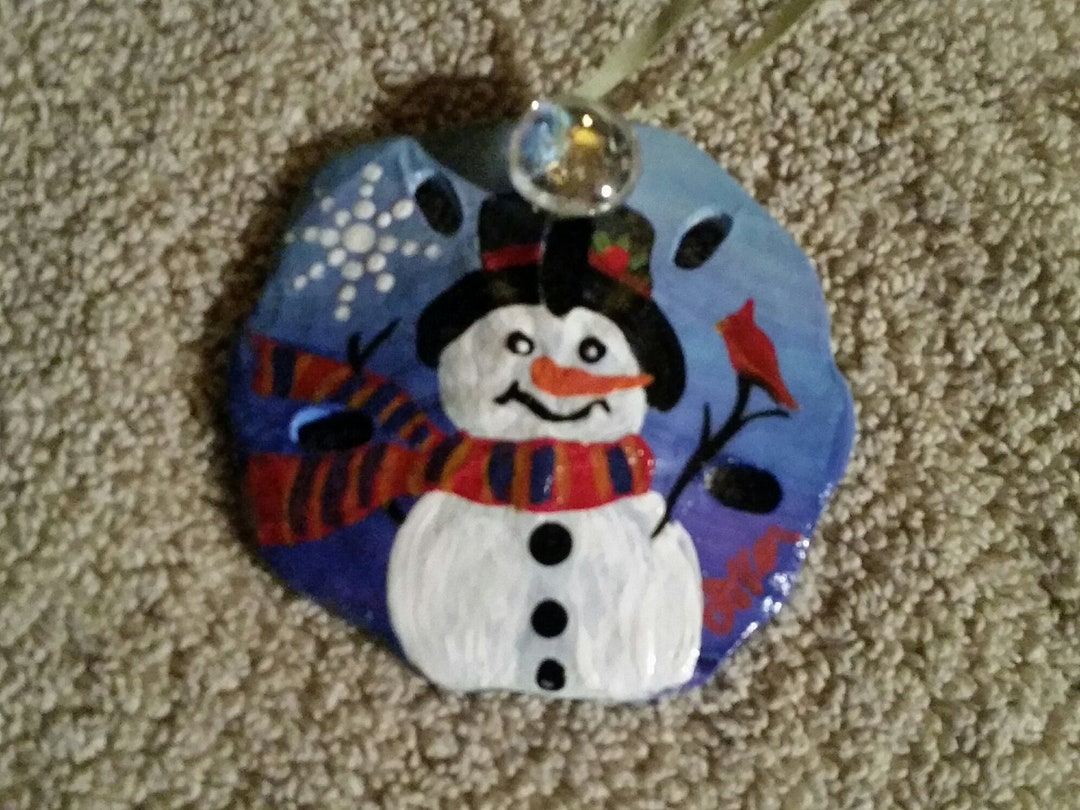Snowman Sand Dollar Ornaments - Etsy