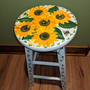 Sunflower and Bumble Bee Hand Painted Bar or Counter Stools - Etsy