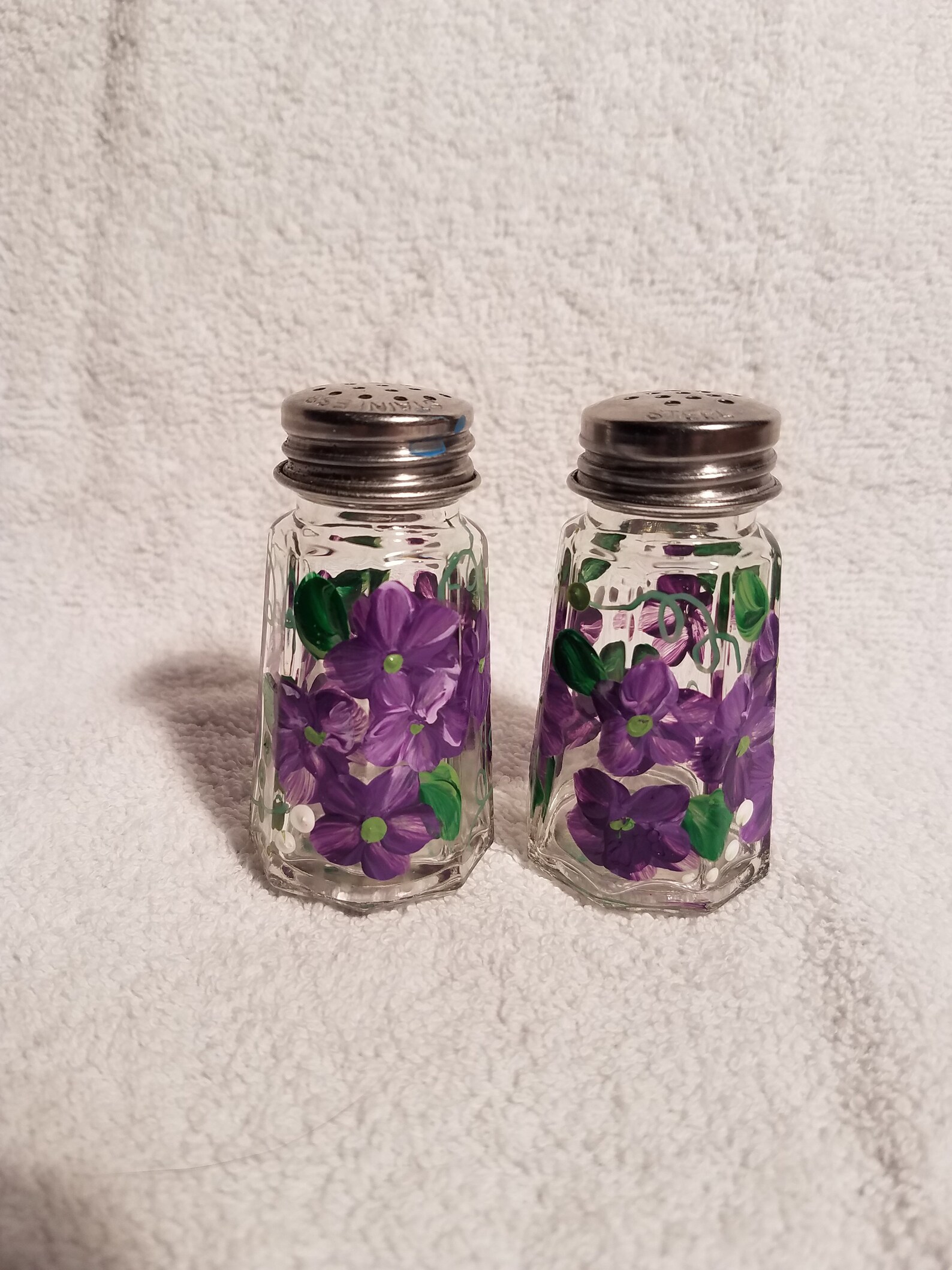 Purple Flowered Salt & Pepper Shakers - Etsy