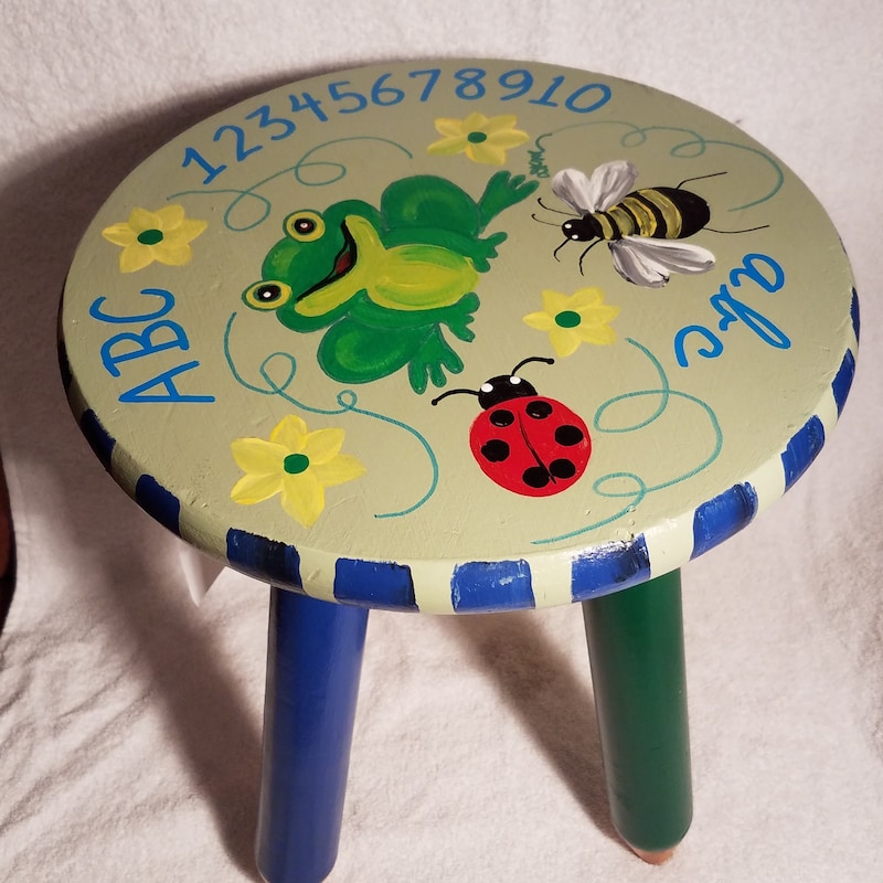 Whimsical Painted Stool - Etsy