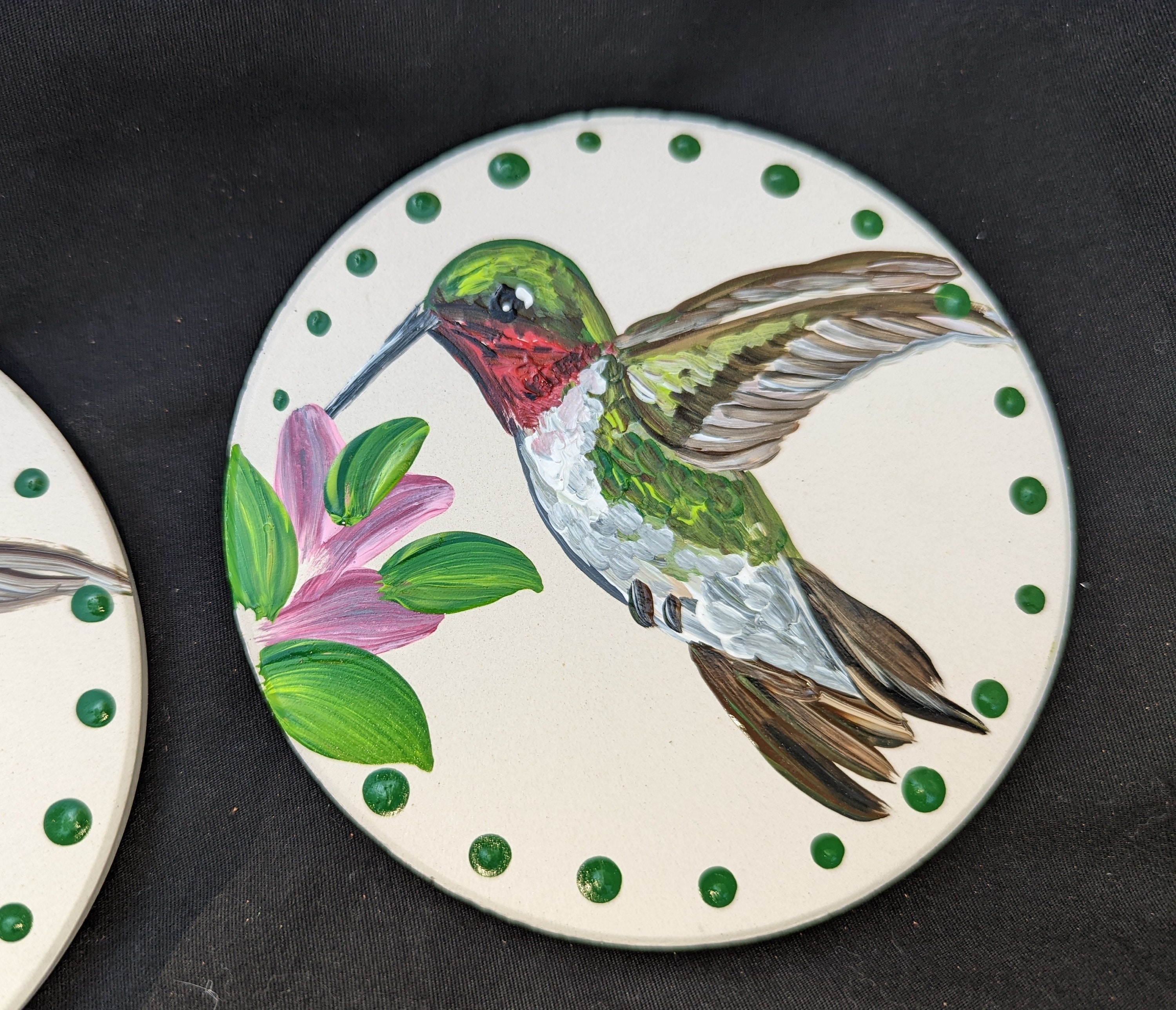 Hand Painted Hummingbird Coasters (pair) - Etsy
