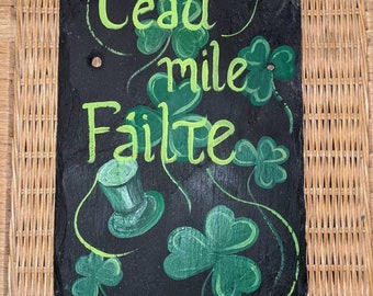 Handpainted Personalized Irish Shamrock Slate Welcome Sign - Etsy