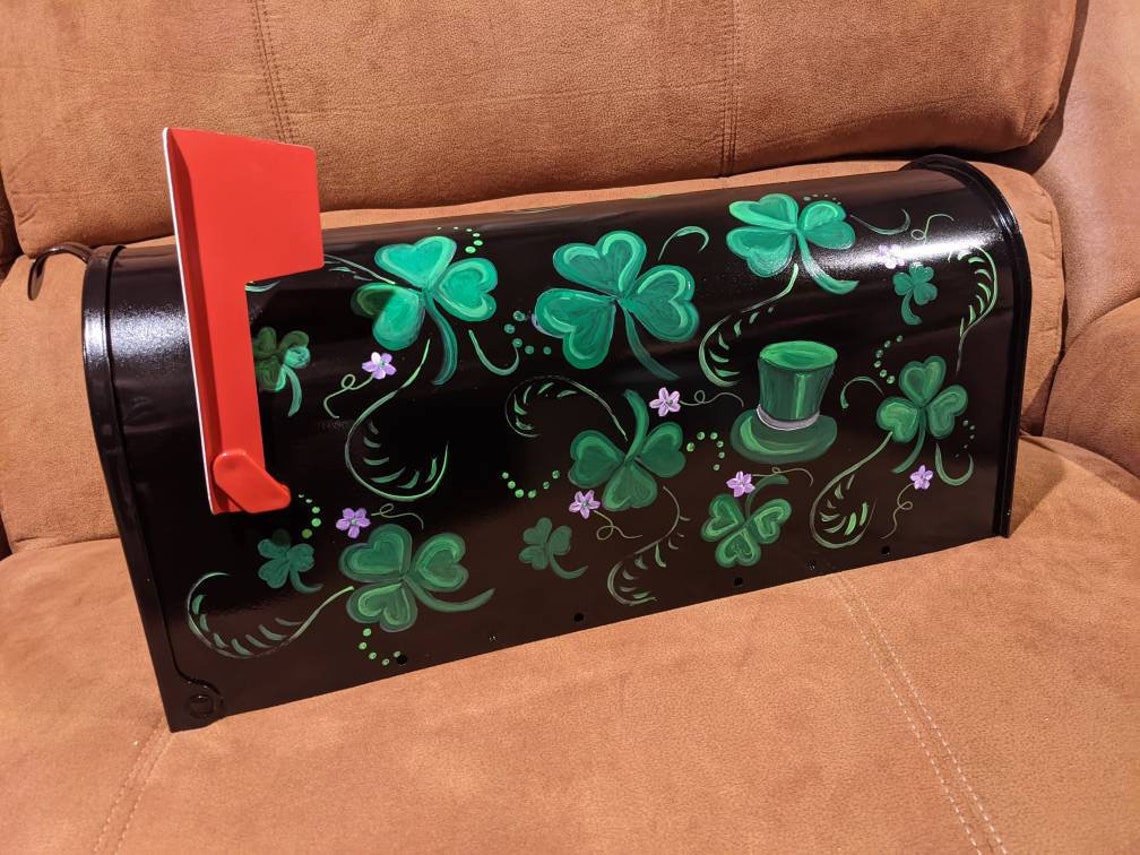 Shamrock Irish Hand Painted Mailbox | Etsy