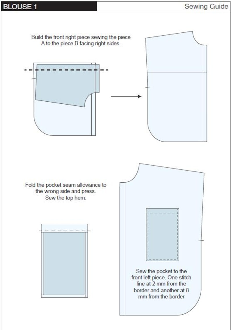 Oversize Shirt Pattern, Unisex Shirt Sewing at Home, Loose Blouse ...