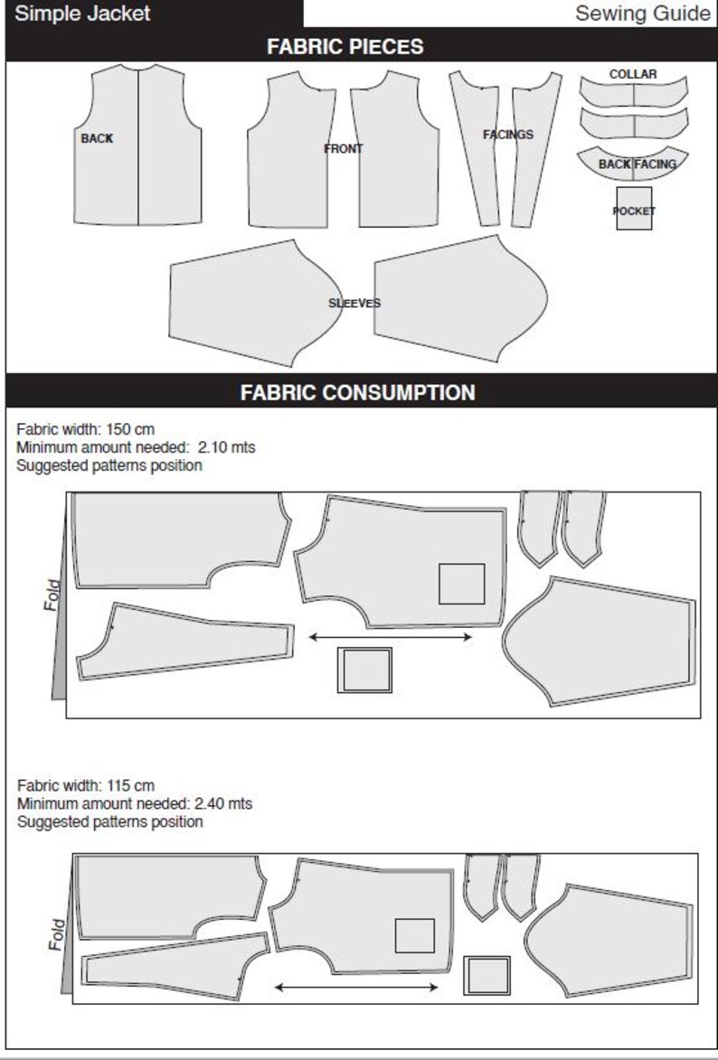 Minalist Jacket Pattern Sewing, Pattern A4 Download, Full Sizes Pattern ...