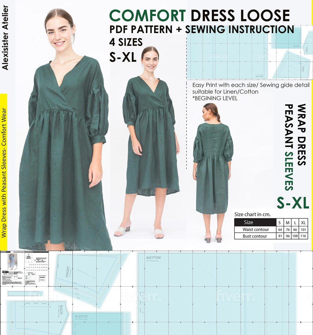 Simple Dress Pattern Sewing at Home, Easy Pattern Dress Linen, Winter ...