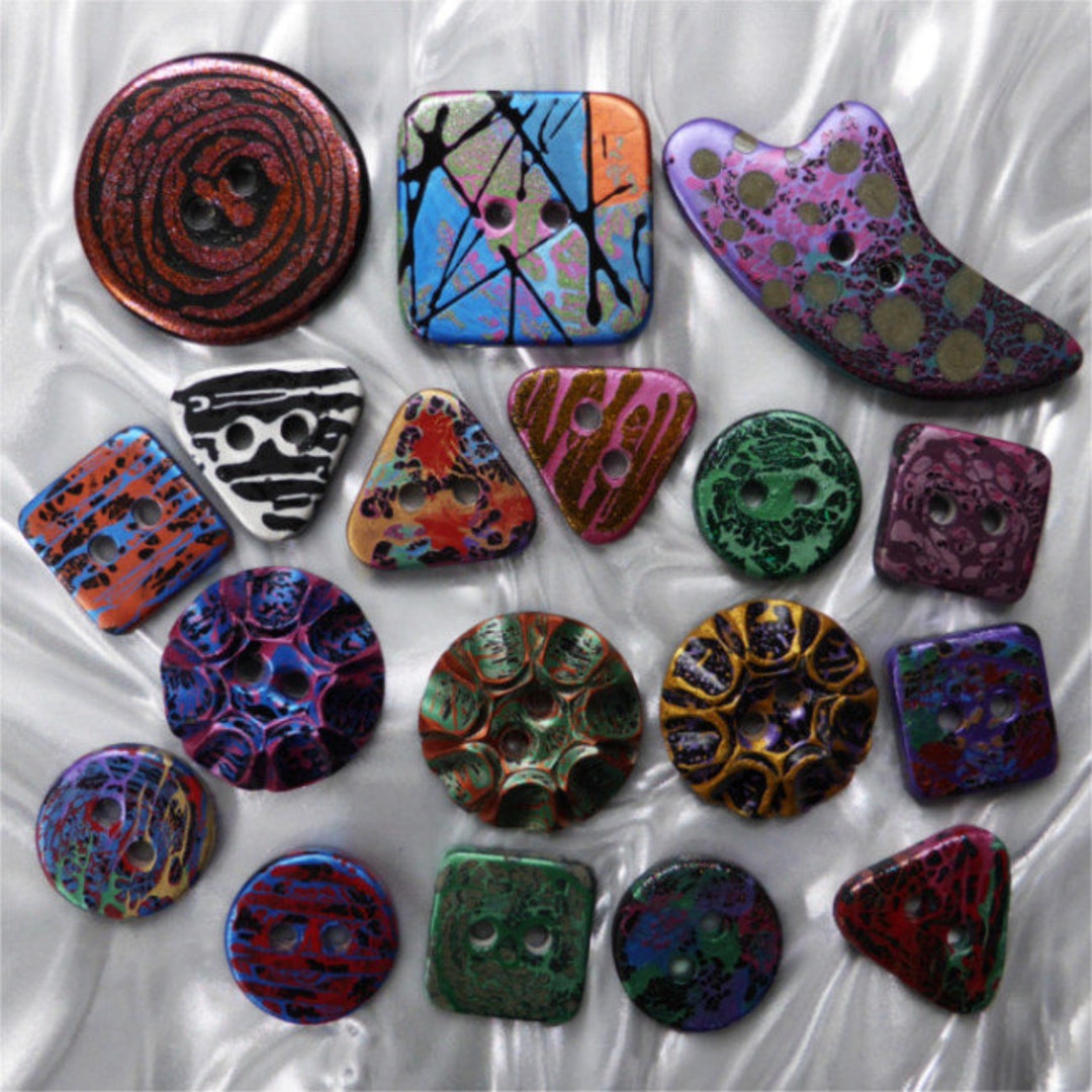 Handmade Resin Sewing Buttons MY CHOICE of Mixed Selection of 3 Sizes ...