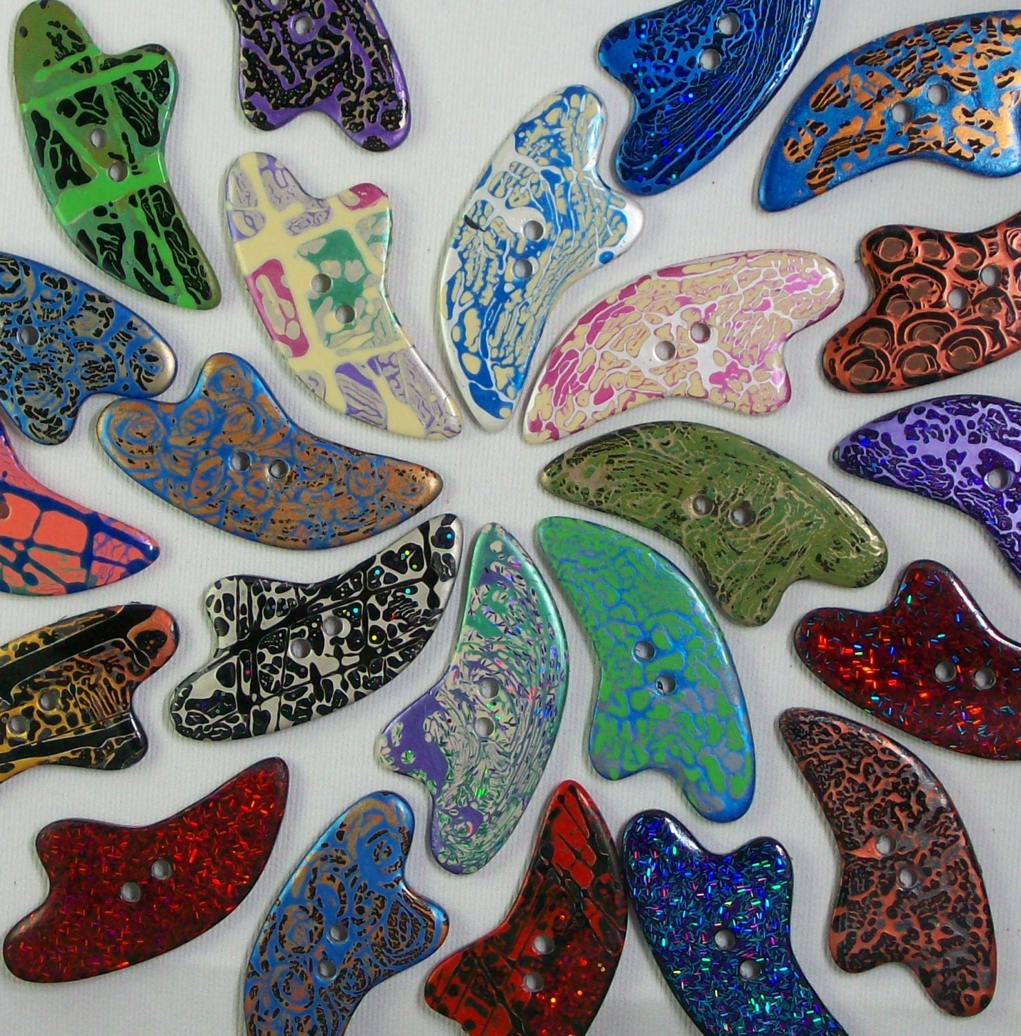 Handmade Resin Sewing Buttons - MY CHOICE of 6 Different Very LARGE ...