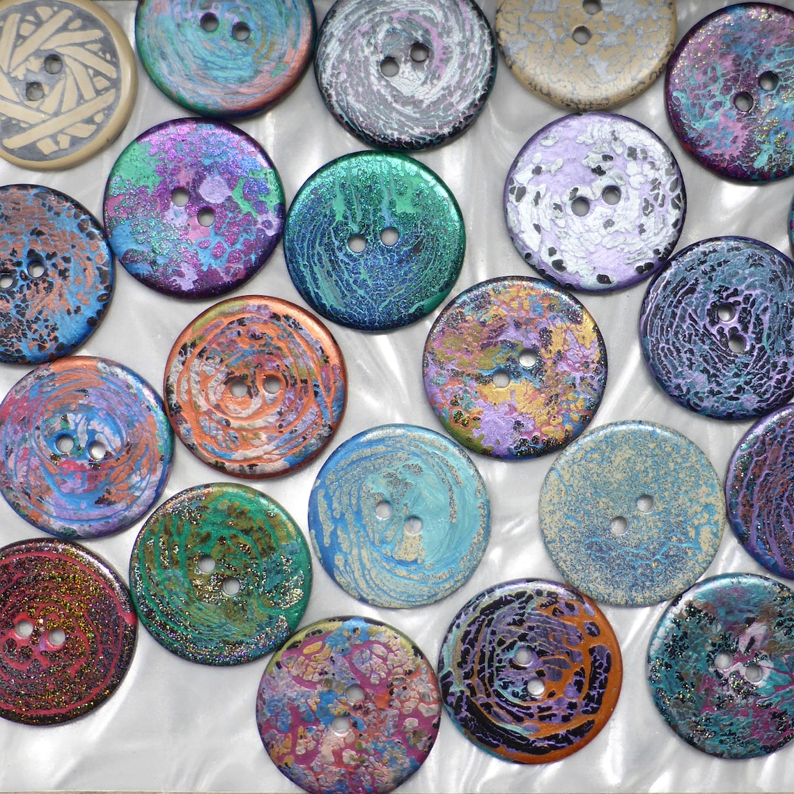 Handmade Resin Sewing Buttons - MY CHOICE of 6 Different Very LARGE ...