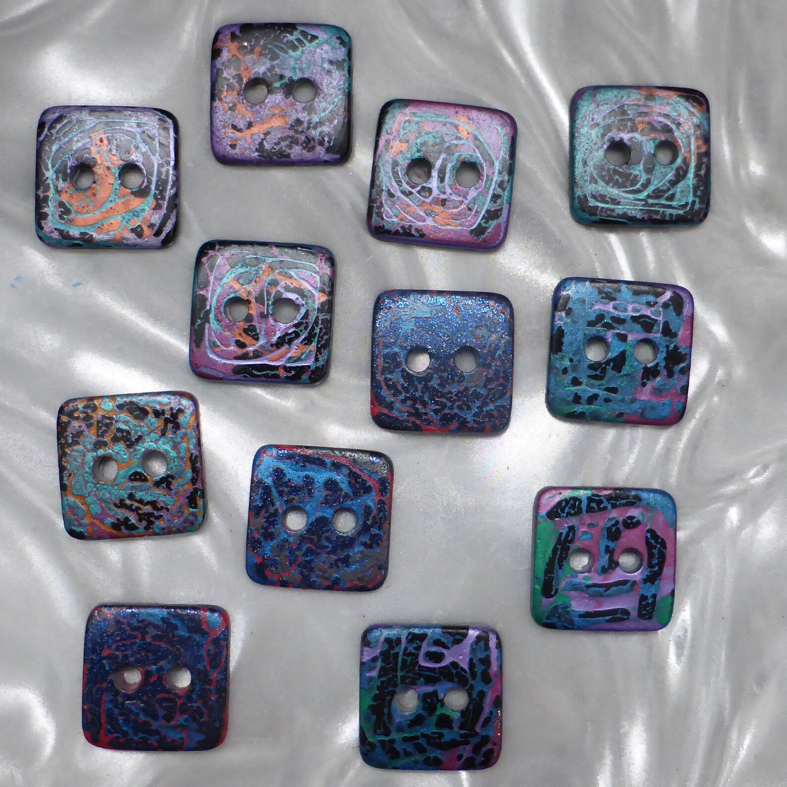 12 Unusual SMALL Square Handmade Buttons set12_b_2901 - Etsy Canada