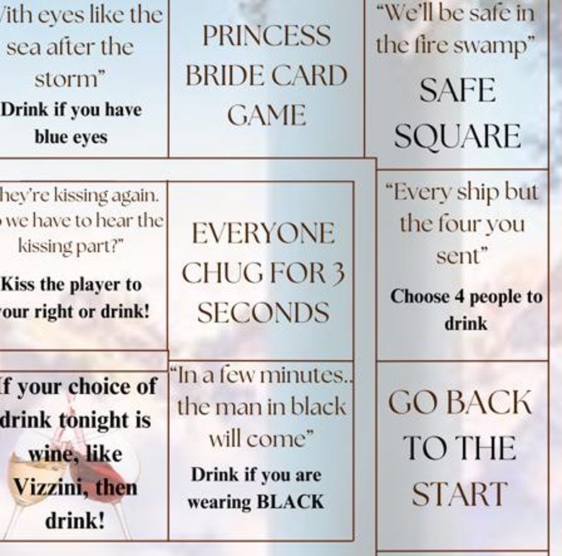 Princess Bride Drinking Board Game - Etsy