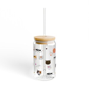 Cute Cat Sipper Glass 16oz Adorable Cat Drinking Cup With and Without ...
