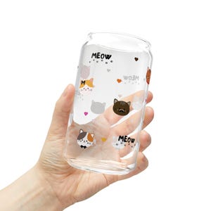 Cute Cat Sipper Glass 16oz Adorable Cat Drinking Cup With and Without ...