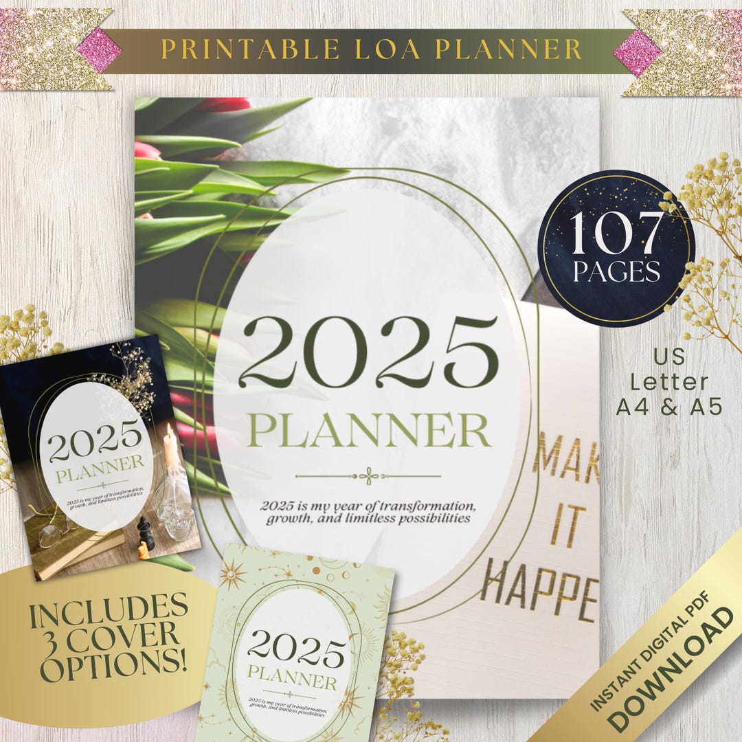 2025 Law of Attraction Planner Affirmations, Positive Calendar ...