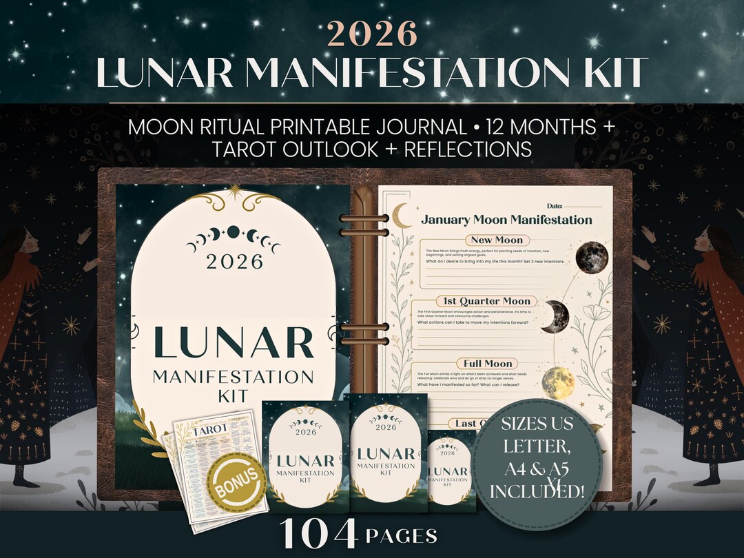2026 Lunar Manifestation Journal: Moon Ritual Planner With Tarot (PDF ...