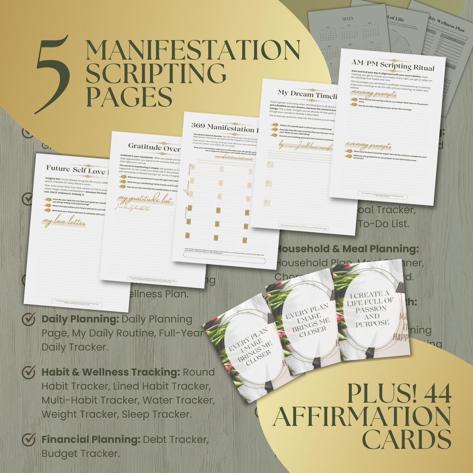 2025 Law of Attraction Planner Affirmations, Positive Calendar ...