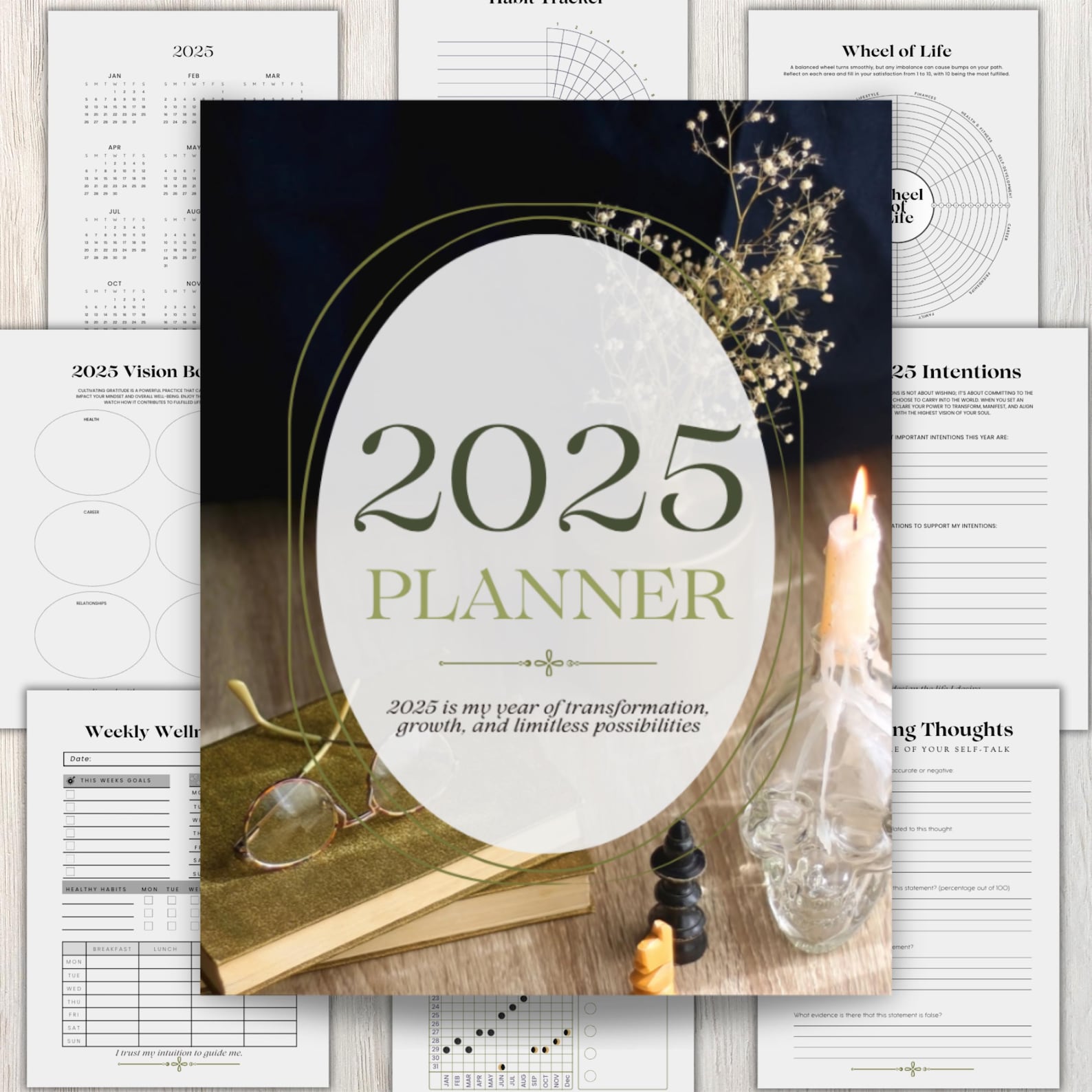 2025 Law of Attraction Planner Affirmations, Positive Calendar ...