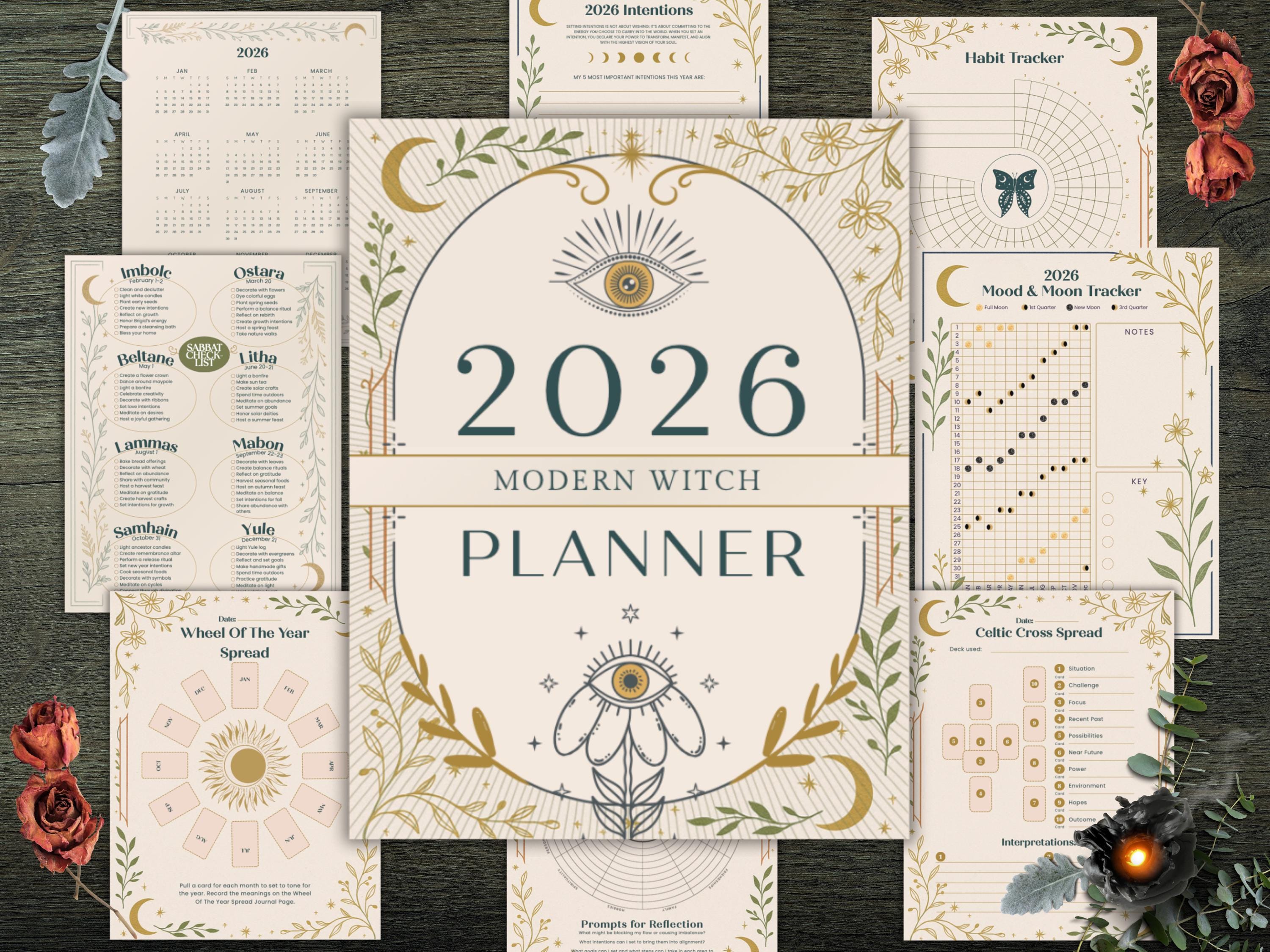 2026 Modern Witch Printable Planner | Witchy Journal & Grimoire Pages ...