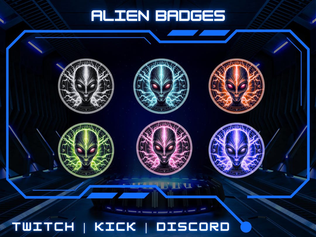 6 Alien Sub/bit Badges for Twitch Discord Badges PNG Transparent Ready ...