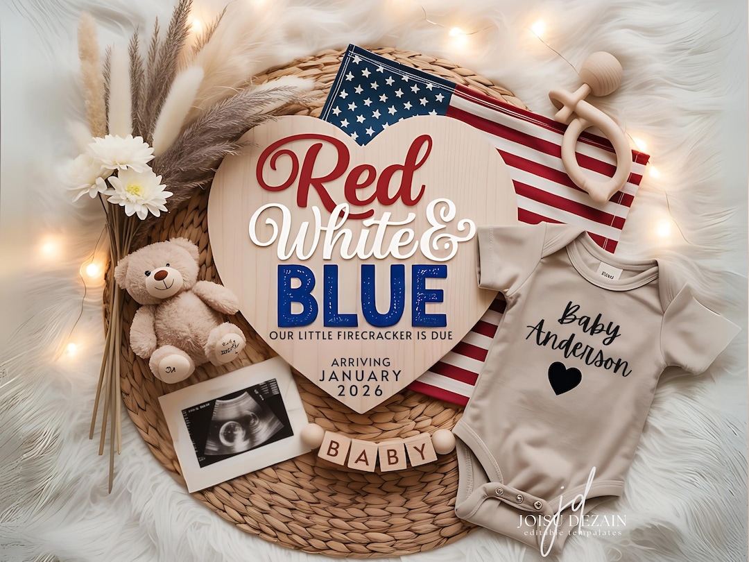 Boho Fourth of July Pregnancy Announcement Digital Neutral Baby Reveal ...