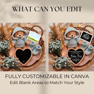 Teddy Bear It's a Boy Pregnancy Announcement Digital Baby Reveal Blue ...