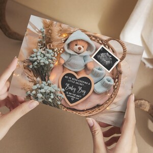 Teddy Bear It's a Boy Pregnancy Announcement Digital Baby Reveal Blue ...