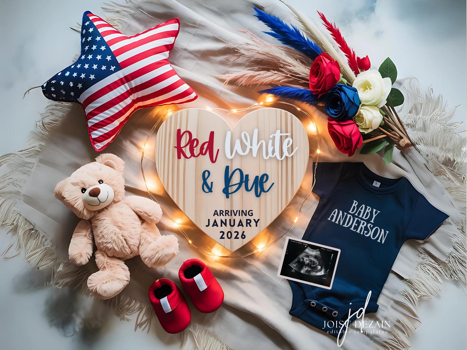 Boho Fourth of July Baby Announcement 4th of July Pregnancy ...