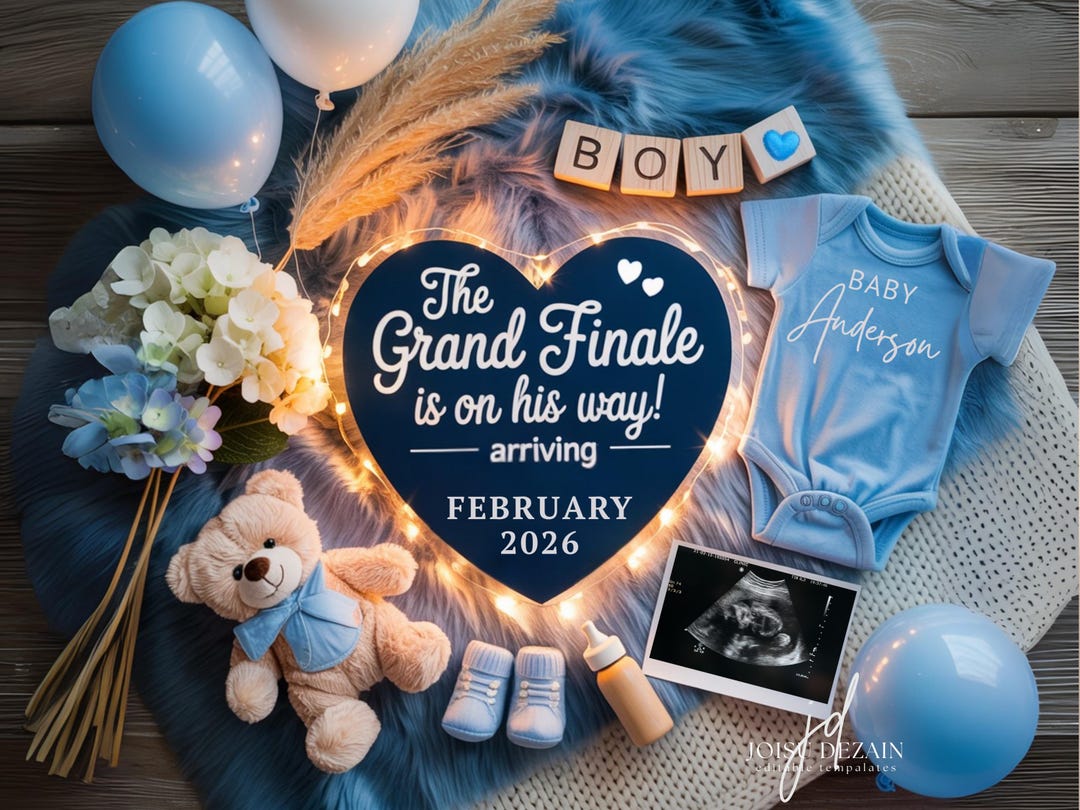 Digital Baby Boy Pregnancy Announcement Editable Its a Boy Reveal ...
