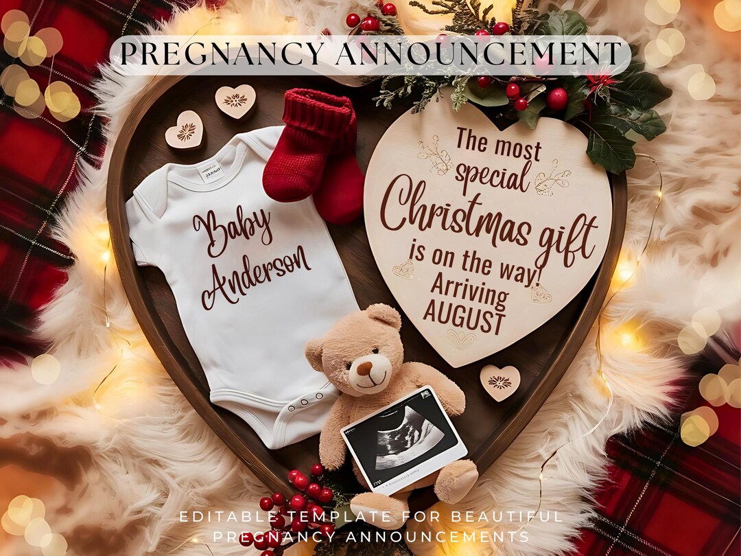 Custom Christmas Pregnancy Announcement Digital Baby Announcement ...