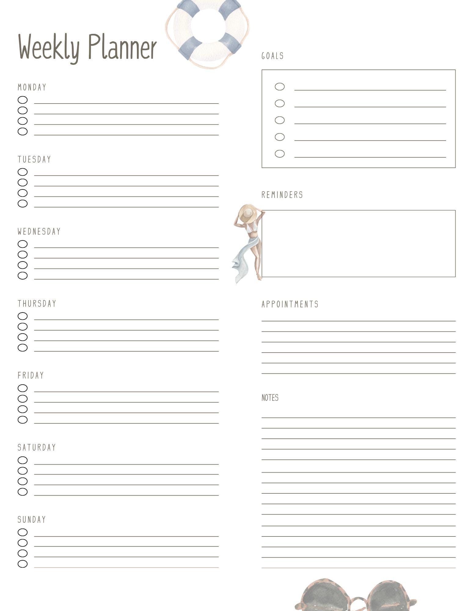 2024 Yearly Planner Printable, Annual Planner, Beach Themed Planner, A4 ...