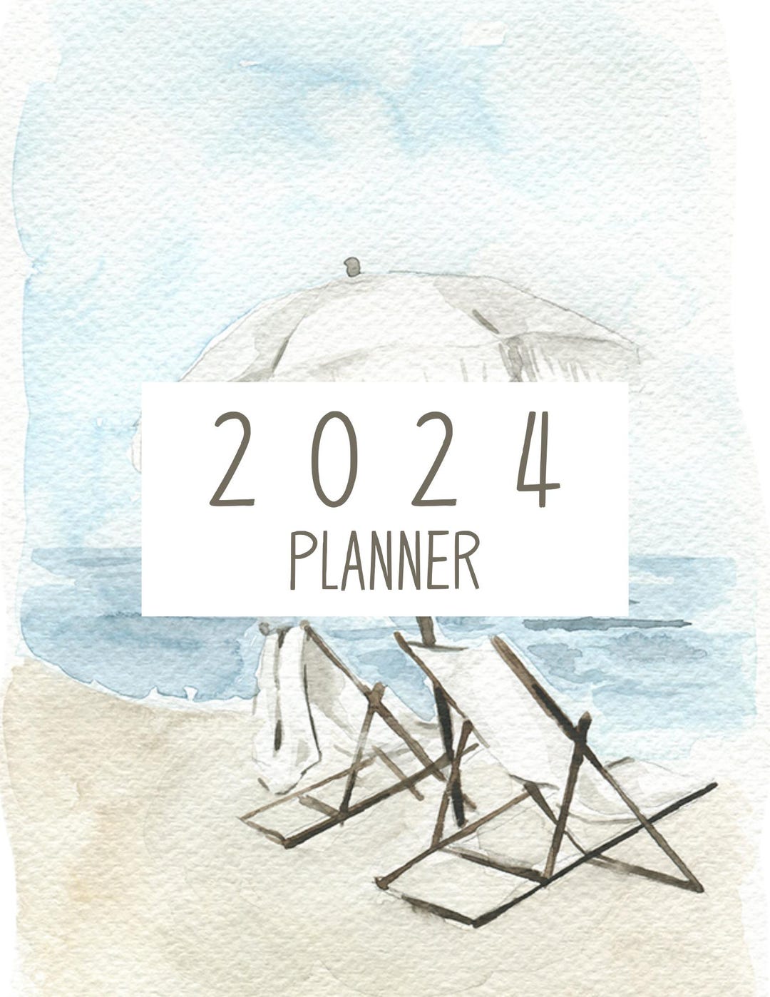 2024 Yearly Planner Printable, Annual Planner, Beach Themed Planner, A4 ...
