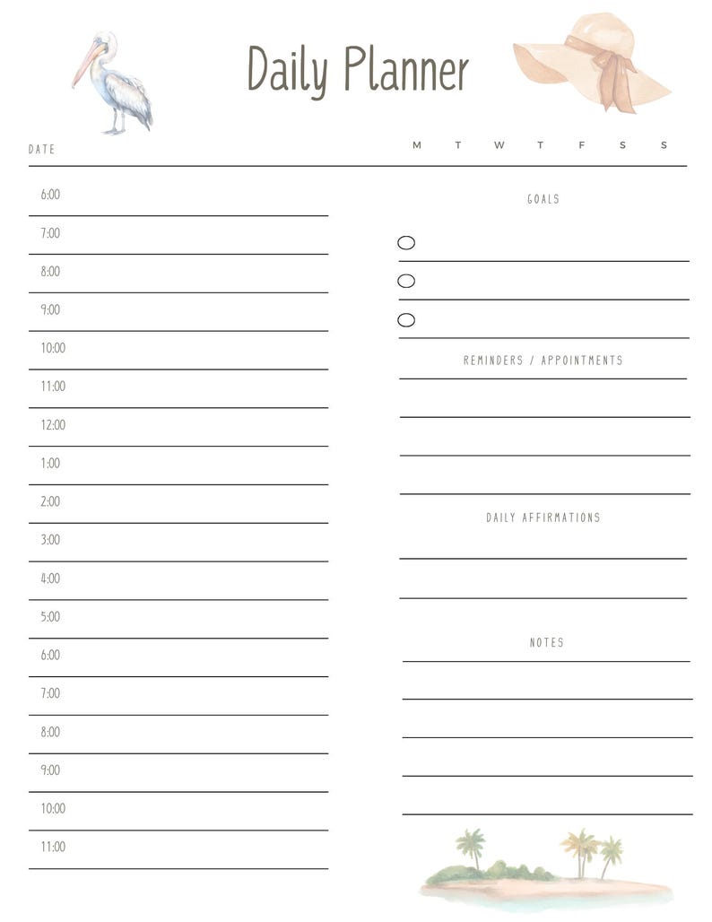 2024 Yearly Planner Printable, Annual Planner, Beach Themed Planner, A4 ...