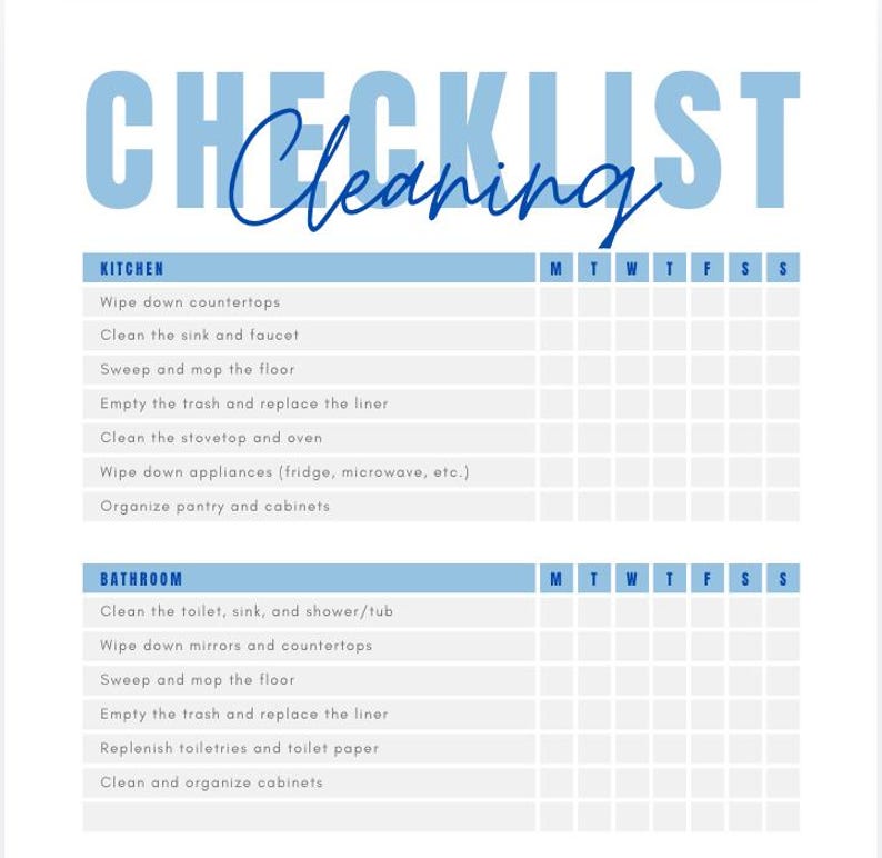Cleaning Checklist Detailed & Editable Two Page Checklist Instant ...