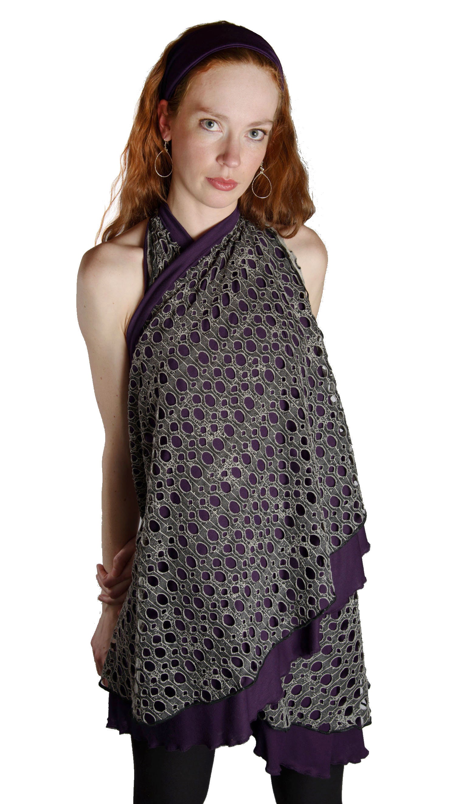 Lunar Landing Open Weave Fabric With Holes in Grey With Black Threads ...