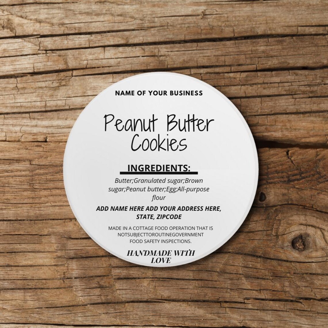 Customizable Food Label – Printable Food Label, DIY Bakery Ingredient ...
