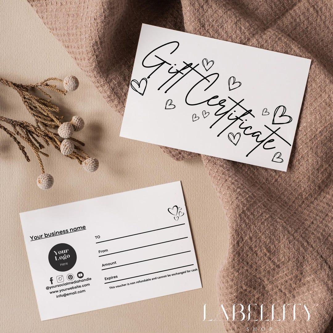 Editable Gift Certificate Template, Printable Gift Voucher ...