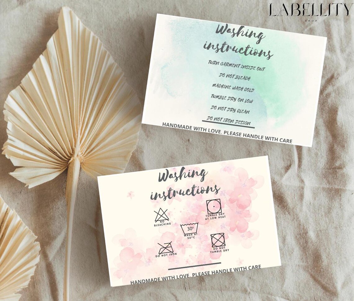 Printable Clothes Washing Instructions Card, Care Card, Packing ...