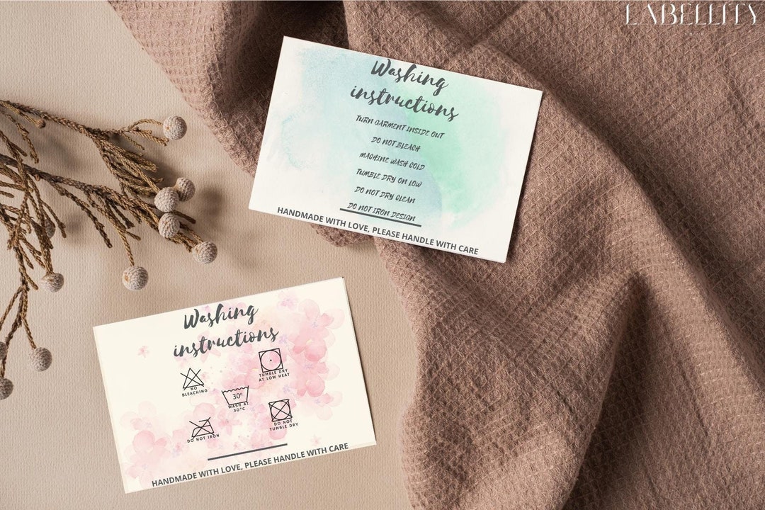 Printable Clothes Washing Instructions Card, Care Card, Packing ...