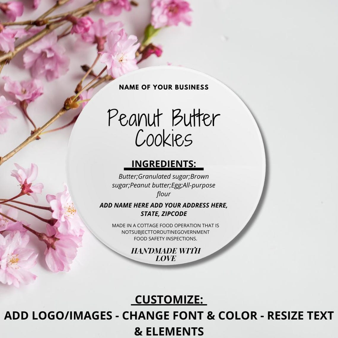 Customizable Food Label – Printable Food Label, DIY Bakery Ingredient ...