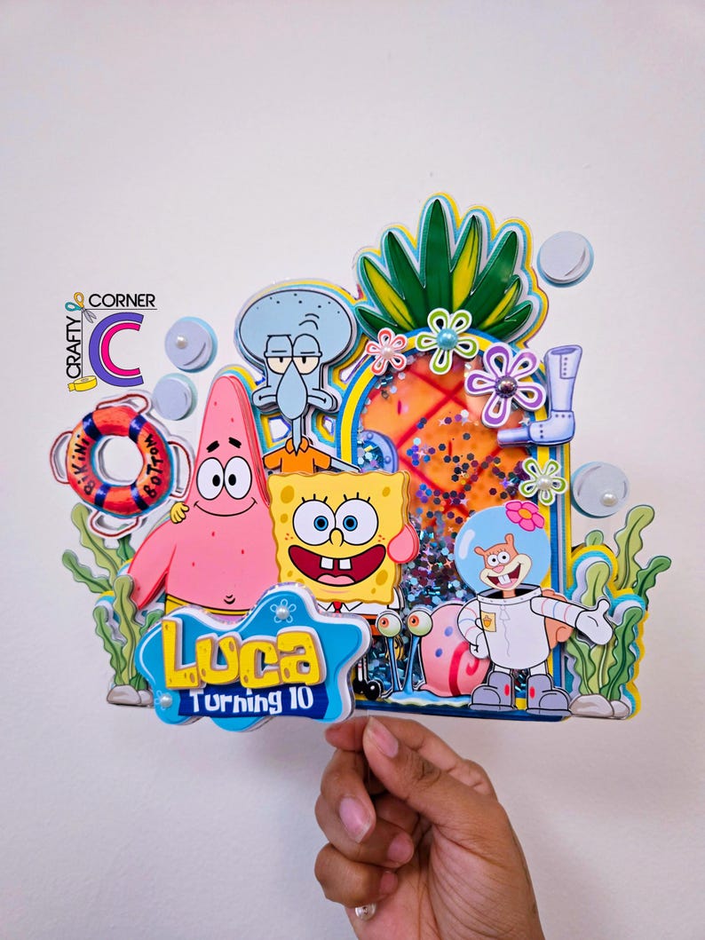 Handmade SPONGE BOB Shaker Cake Topper | Fun Kids Birthday Party Decor ...