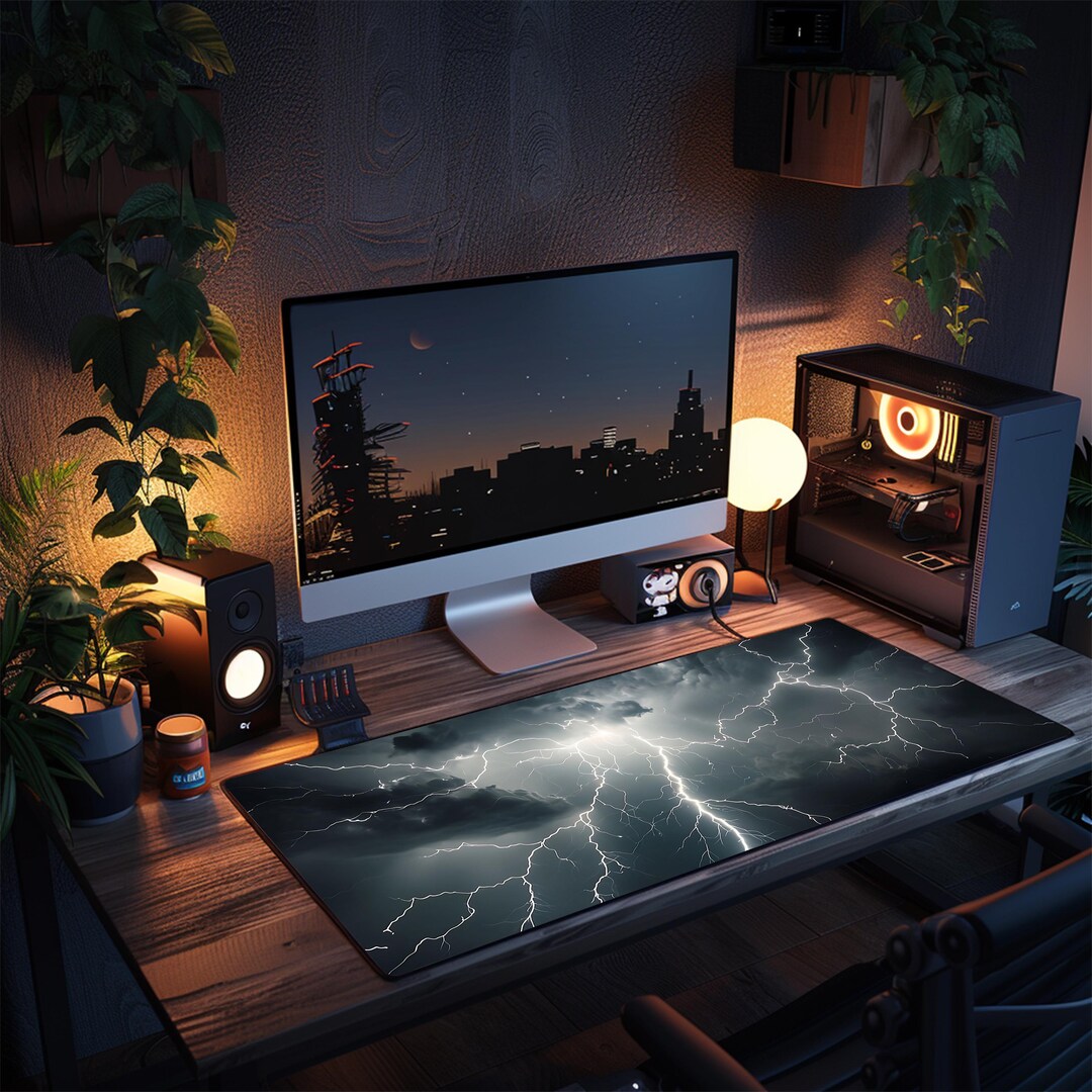 Lightning Storm, Dark Cloudy Sky, Electrifying Bolt Design, Black and ...