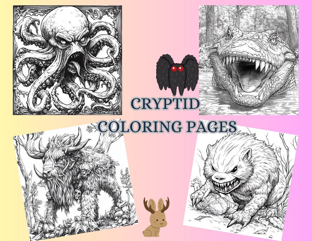 Cryptid Coloring Pages Digital Download - Etsy