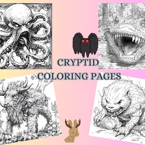 Cryptid Coloring Pages Digital Download - Etsy