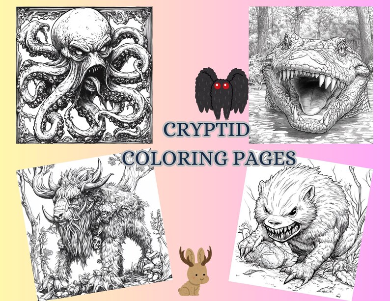 Cryptid Coloring Pages Digital Download - Etsy