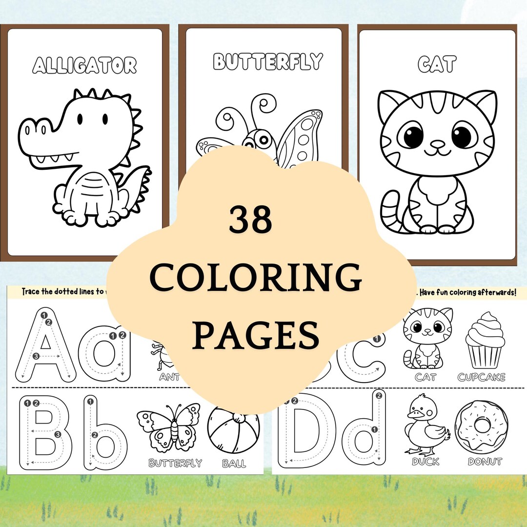 Animal Alphabet Coloring & Tracing Book Bundle | Digital/ Printable ...