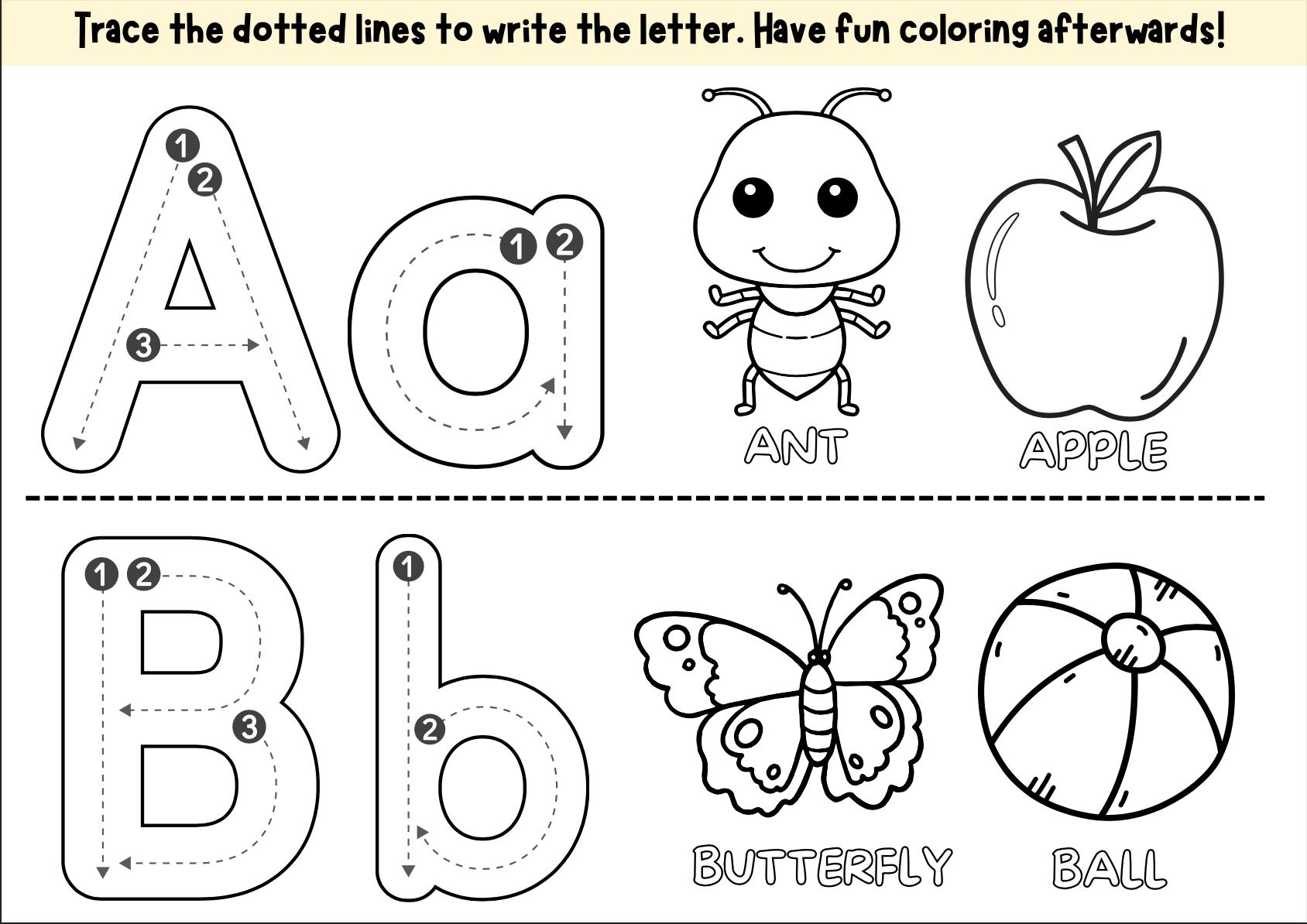 Animal Alphabet Coloring & Tracing Book Bundle | Digital/ Printable ...
