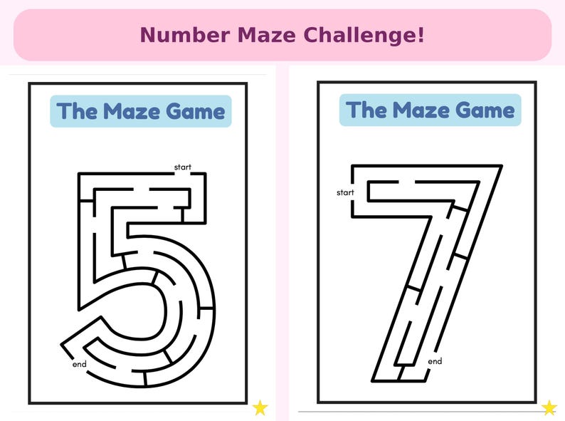 100 Printable Alphabet Maze Worksheets for Kids, Number Maze Worksheets ...